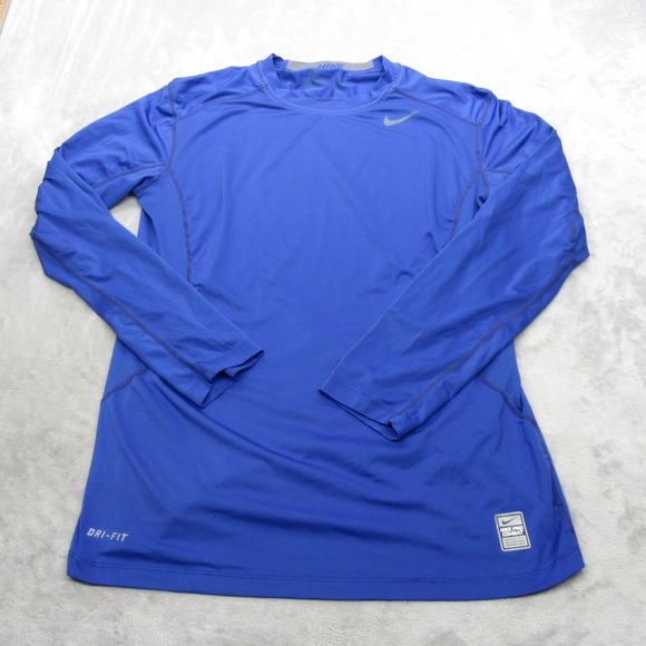 Nike | Shirts | Nike Pro Combat Shirt Mens Medium Blue Fitted Long ...